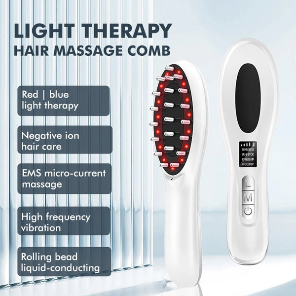 SILK ROLLA Light Therapy Hair Massage Comb With Red Light Blue Light L ...