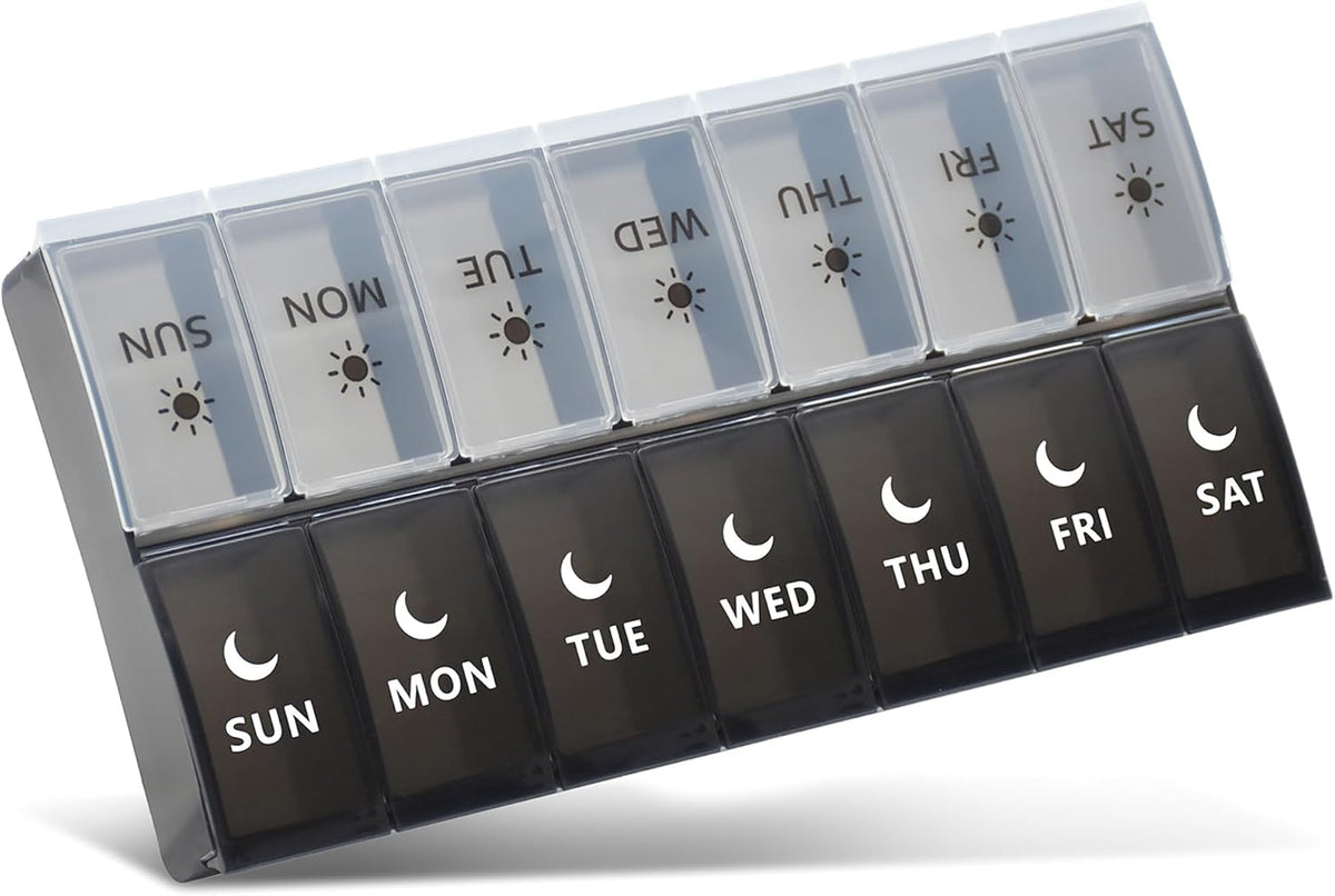 Large Pill Organizer 2 Times a Day, Weekly Pill Case, AM PM Pill Box ...